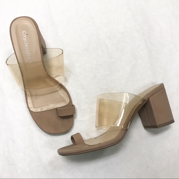Cityclassified | Shoes | City Classified Taupe Lucite Block Heels ...